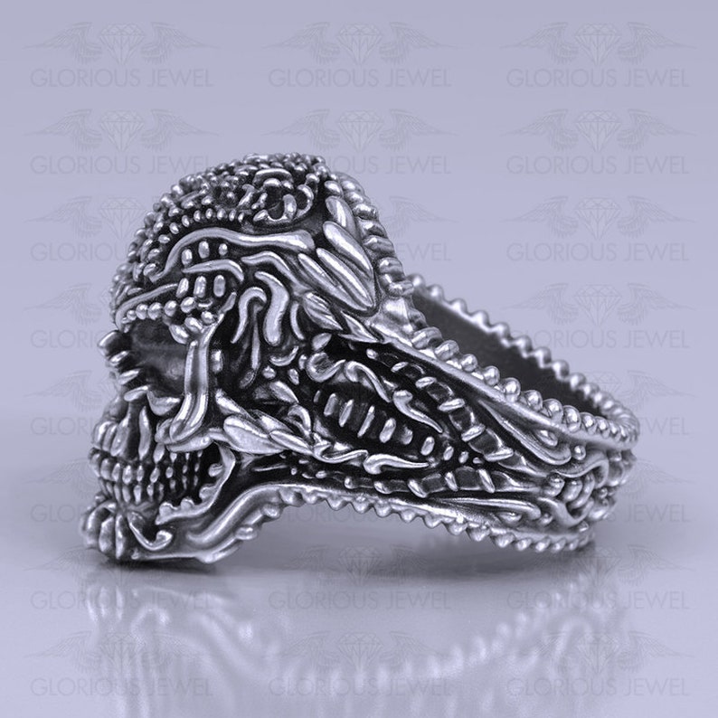 Skull Biker Ring Silver Ring Skull Ring Skull Jewelry - Etsy