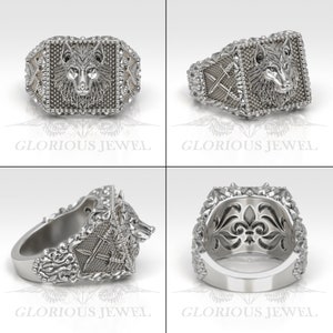 Big Wolf Ring, Wolf Sword Ring, Gold Wolf Ring, Silver Wolf Ring, Wild ...