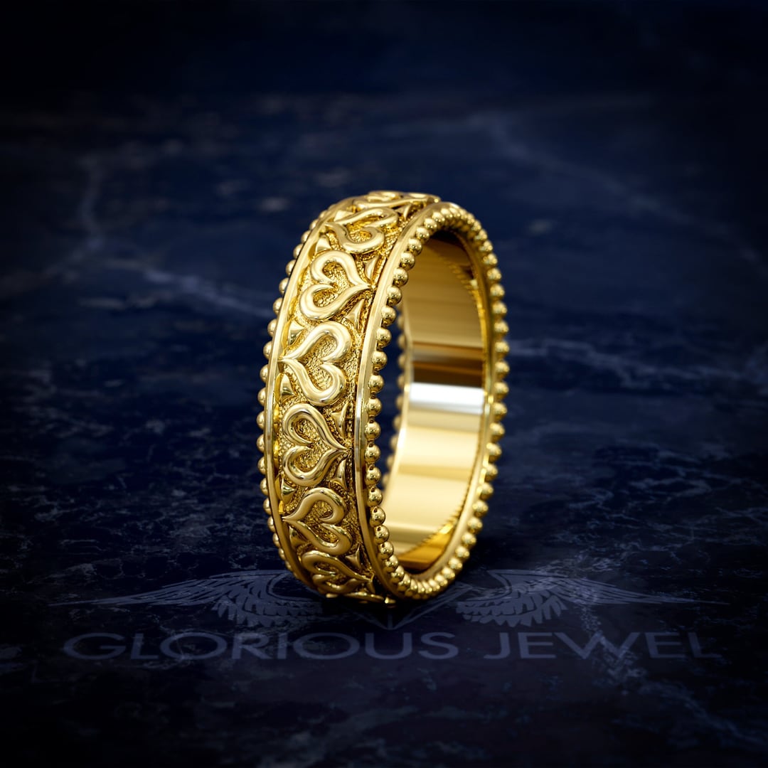 Minimalist Gold Heart Wedding Band: Romantic Marriage Jewelry - Etsy