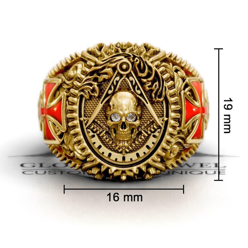 Skull Masonic Ring: Gold & Silver Master Mason Jewelry - Etsy