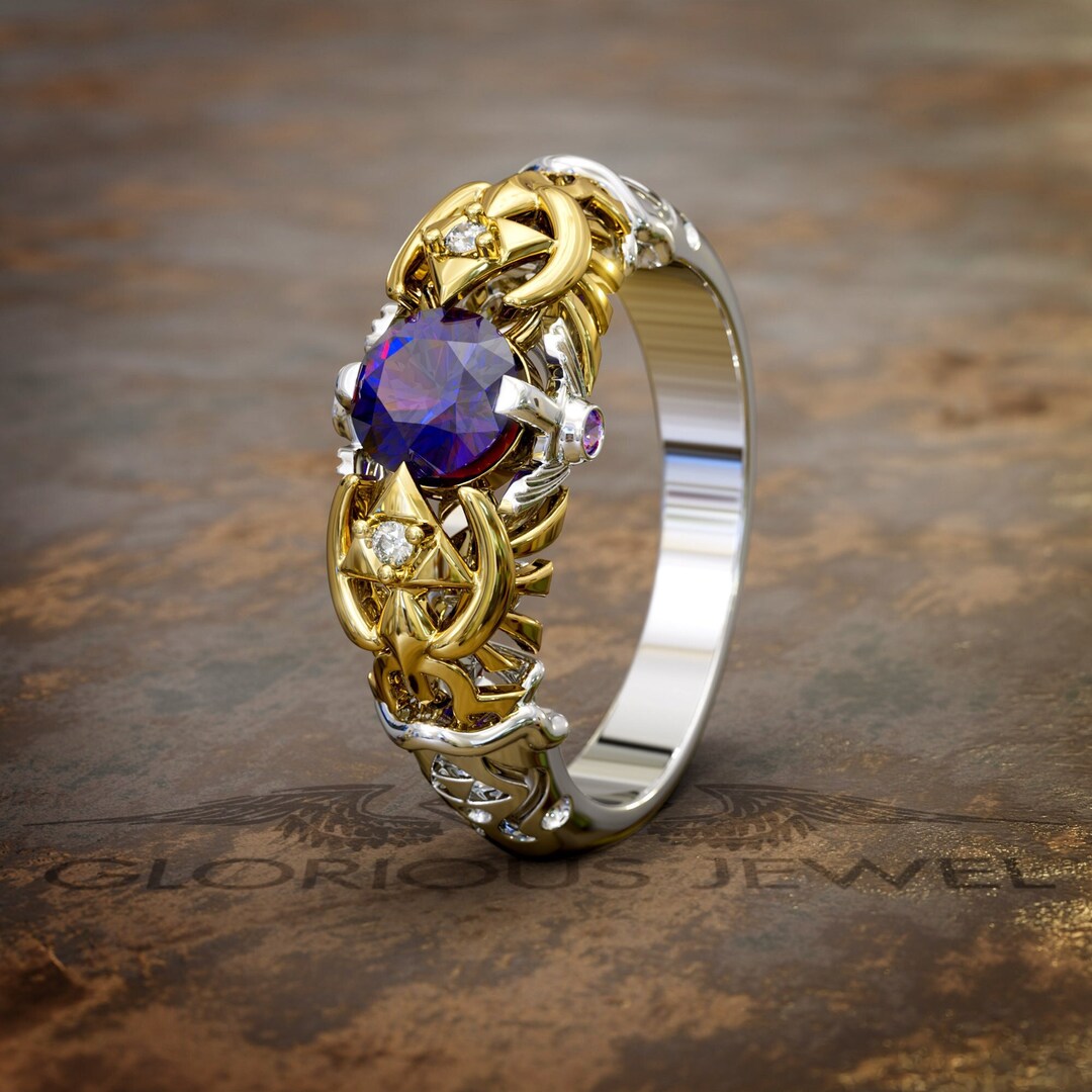 Triforce Zora Ring: Gold Gamer Engagement Ring With CZ - Etsy