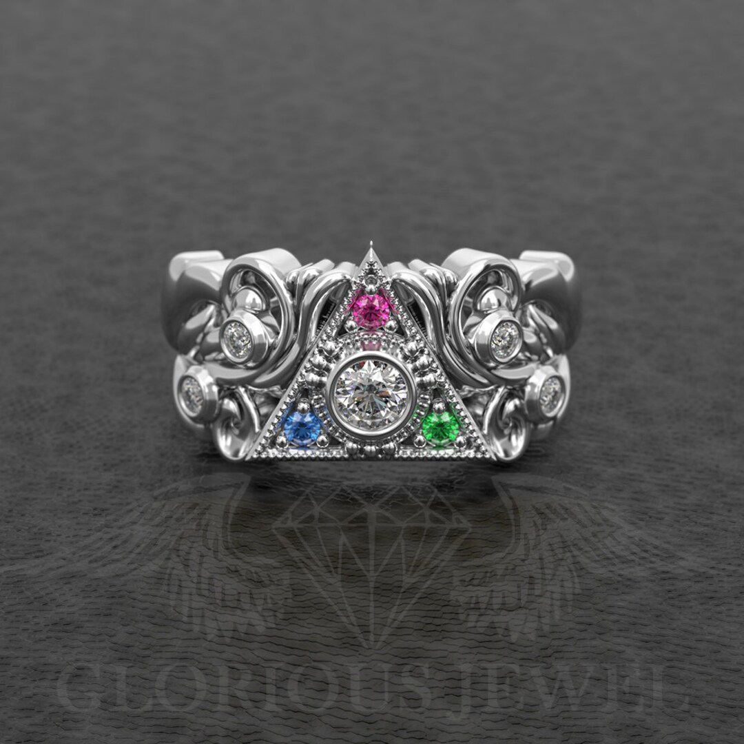 Legend Cosplay Ring With Center si Diamond and Around CZ Stones, Geeky ...
