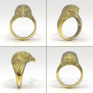 Eagle Gold Ring, Hawk Signet Ring, Bird Jewellery, Free Bird Jewelry ...