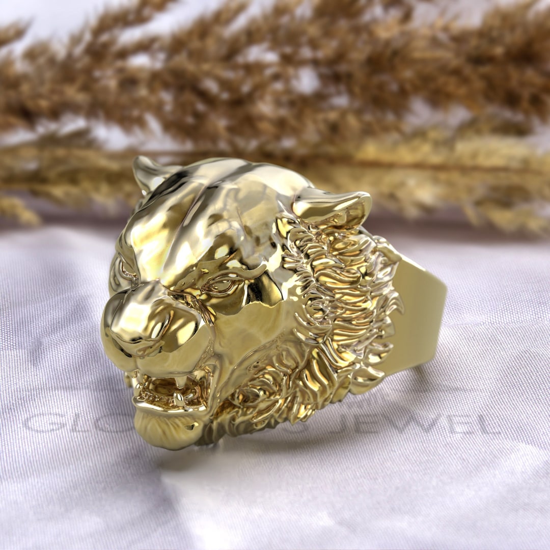 Heavy Big Jaguar, Gold Jaguar Ring, Jaguar Jewelry Rings, Wild Silver ...