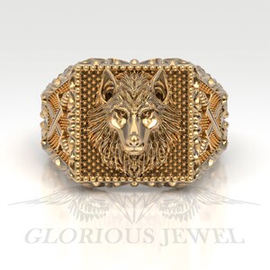 Big Wolf Ring, Wolf Sword Ring, Gold Wolf Ring, Silver Wolf Ring, Wild ...