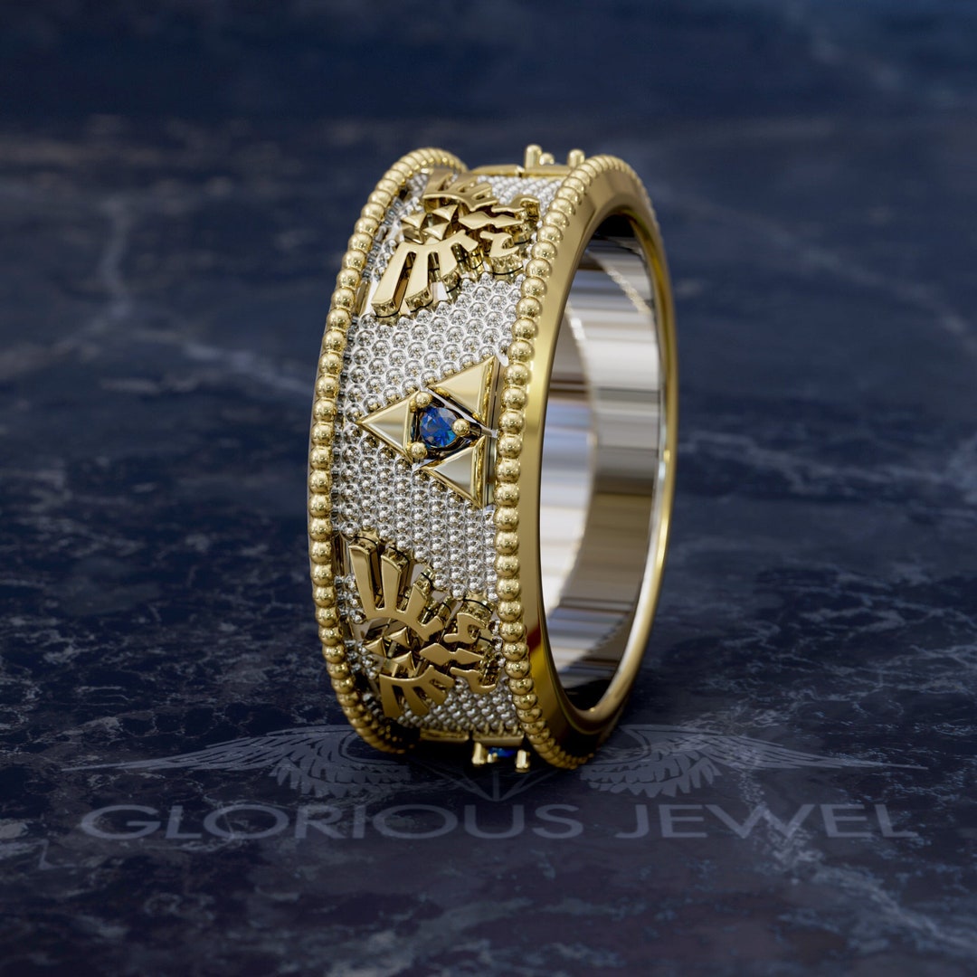 Triforce Wedding Band: Zora Sapphire Ring, Gamer Jewelry Gift - Etsy