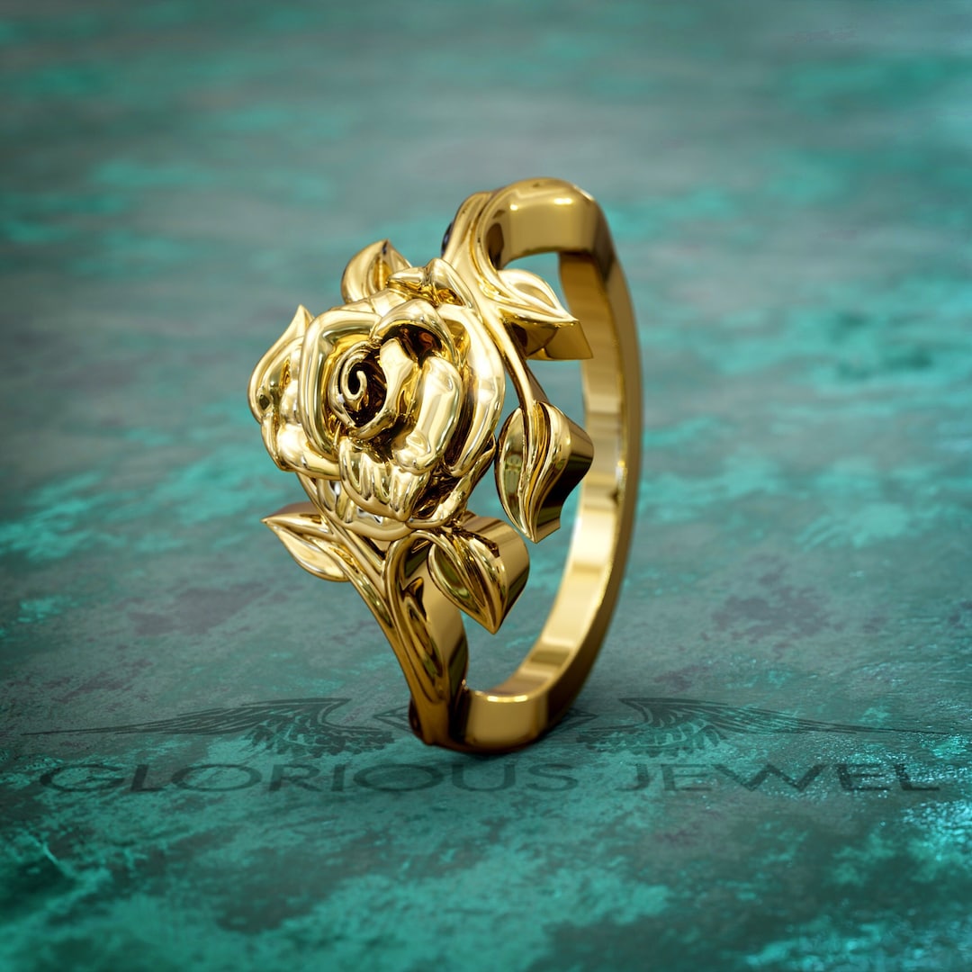Elegant Rose Ring: Rose Gold & Silver Floral Design - Etsy