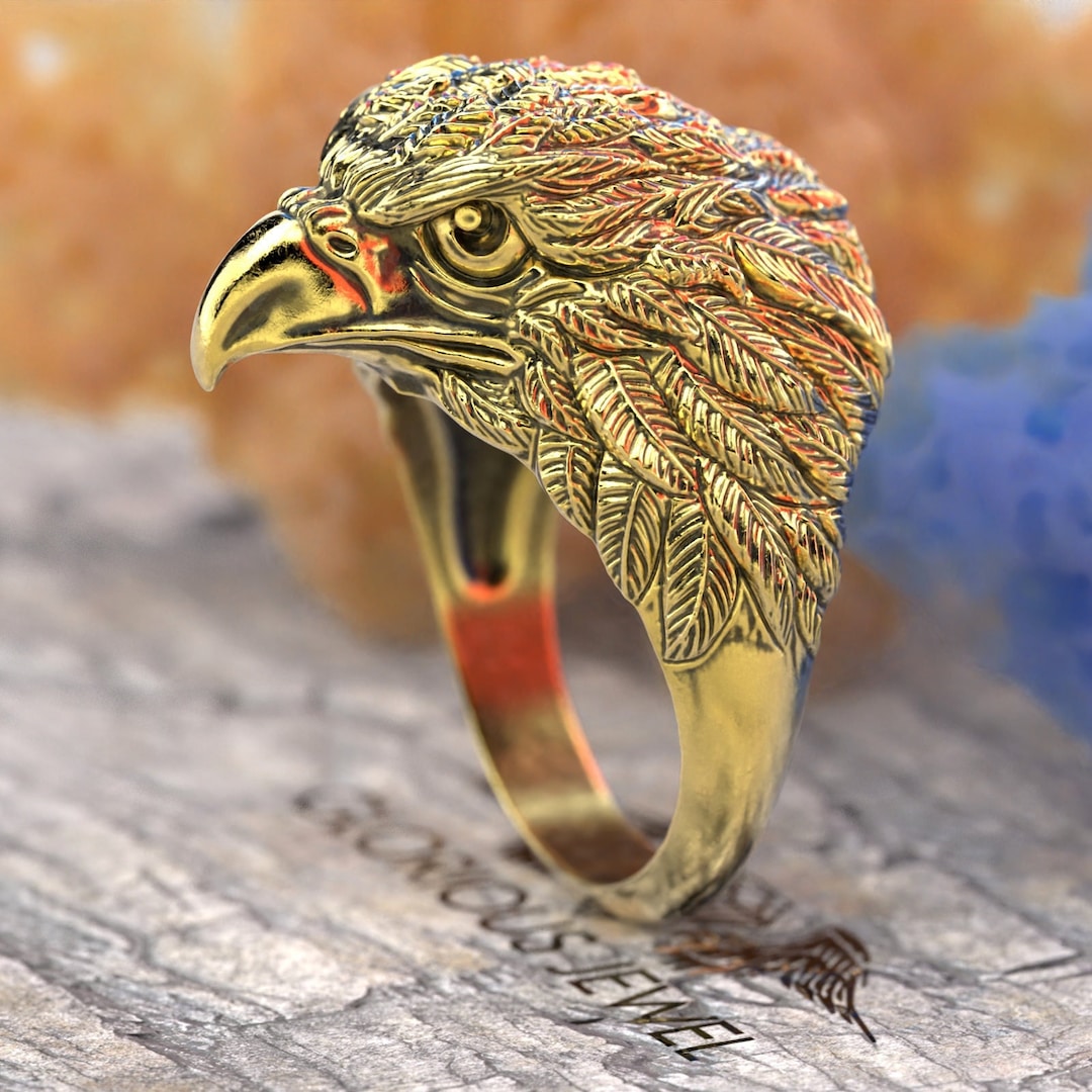 Eagle Gold Ring, Hawk Signet Ring, Bird Jewellery, Free Bird Jewelry ...