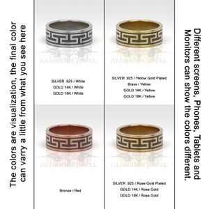 Greek Key Gold Wedding Band Ring: Handcrafted Enamel Design - Etsy