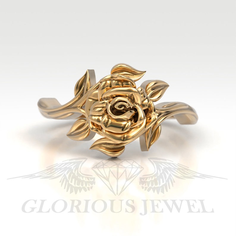 Elegant Rose Ring: Rose Gold & Silver Floral Design - Etsy