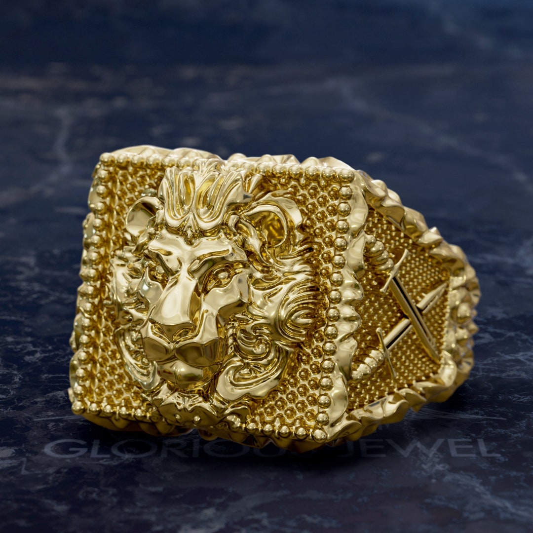Big Lion Ring, Lion Sword Ring, Gold Lion Ring, Silver Lion Ring ...