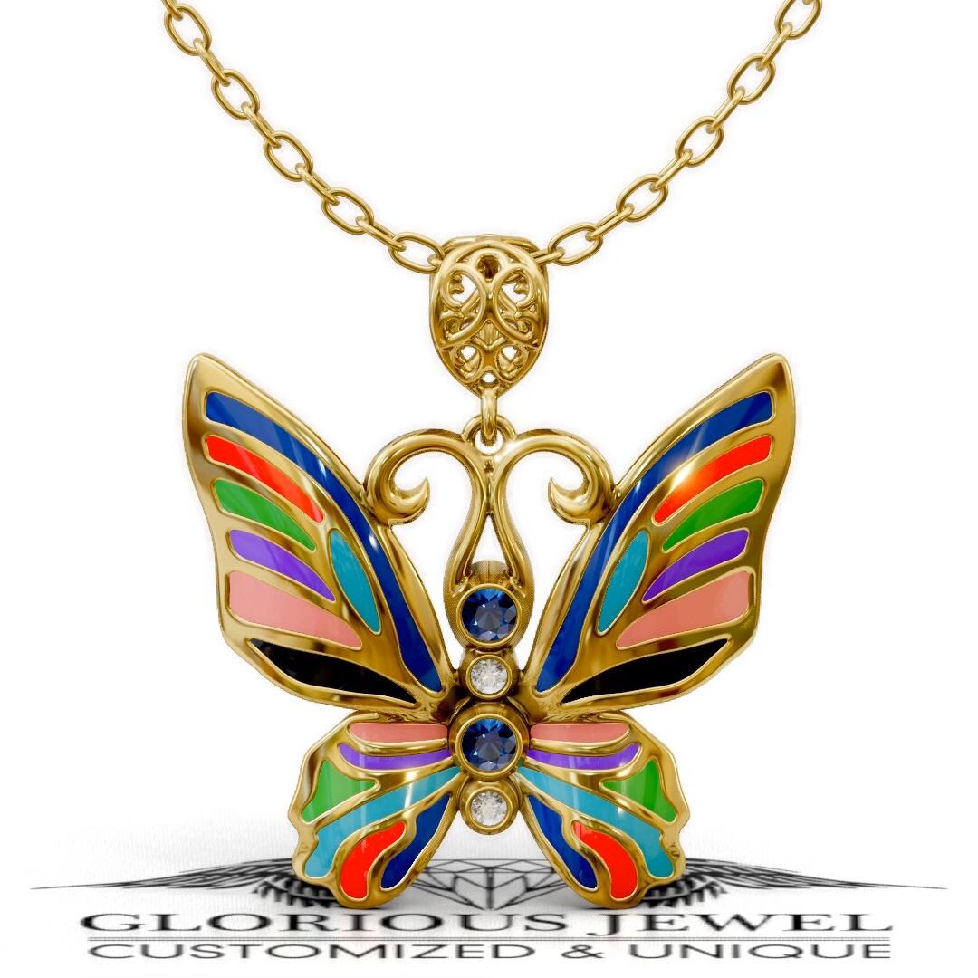 Gold Butterfly Pendant, Unique Butterfly Necklace, Custome Made ...