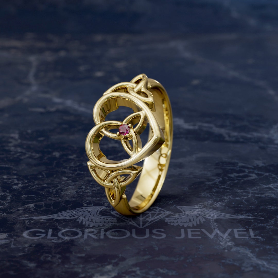 Celtic Wedding Ring, Celtic Heart Ring, Gold Heart Ring, Celtic Knot ...
