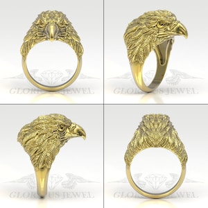 Eagle Gold Ring, Hawk Signet Ring, Bird Jewellery, Free Bird Jewelry ...
