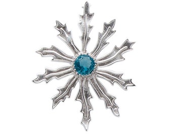 Silver and Zircon Basque Sunflower Pendant Eguzkilore | Etsy