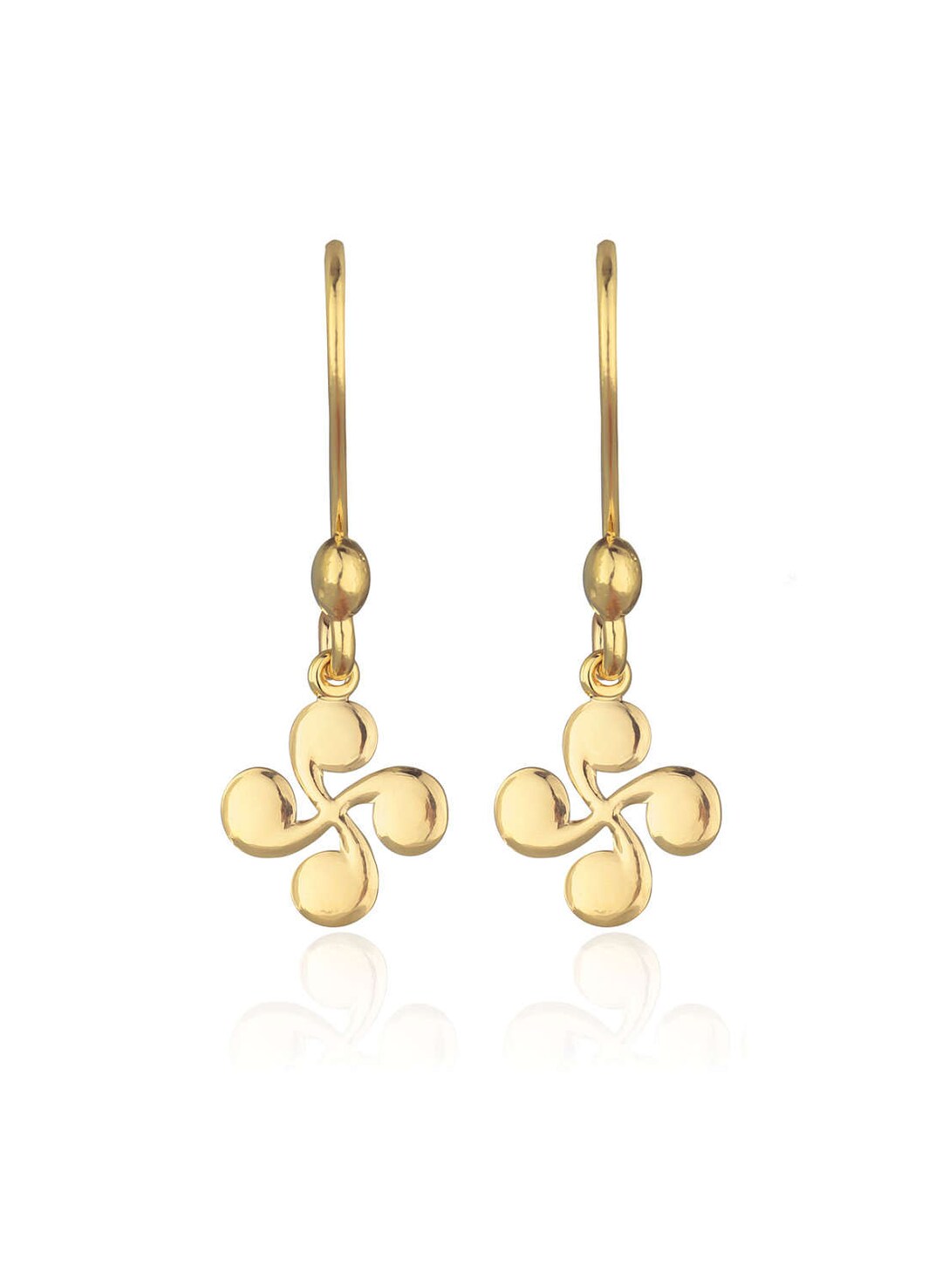 Brass Gold Plated Lauburu Earrings, Basque Cross Earrings, Basque ...