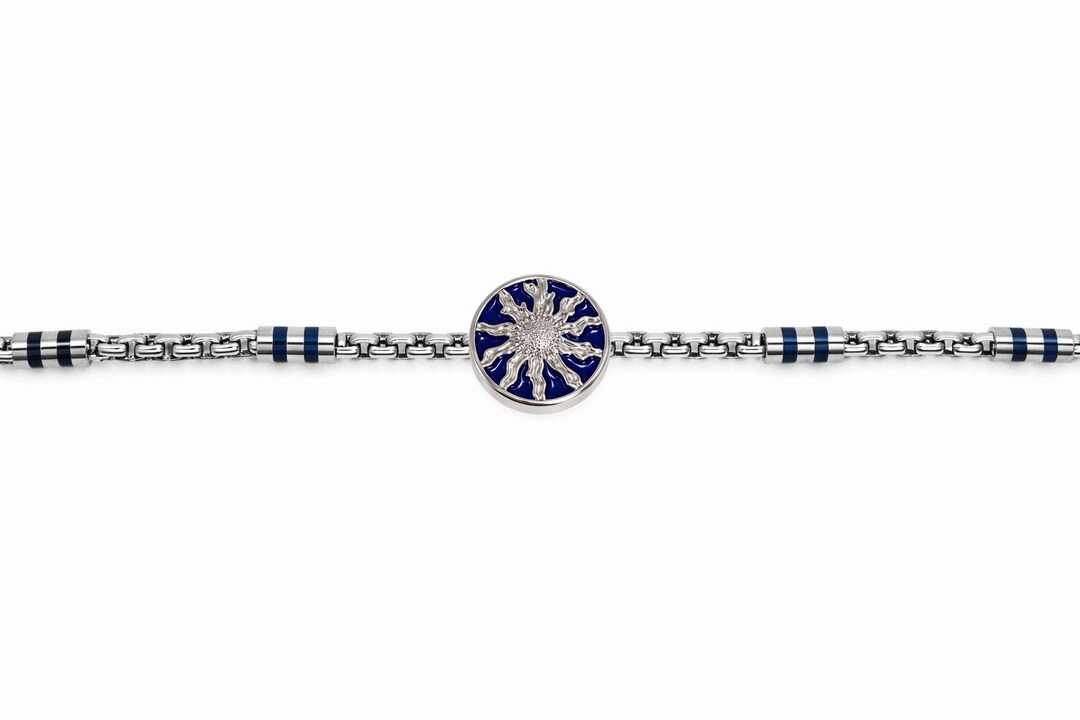 Chain Man Bracelet Eguzkilore Basque Flower Steel 316L With Enamel ...
