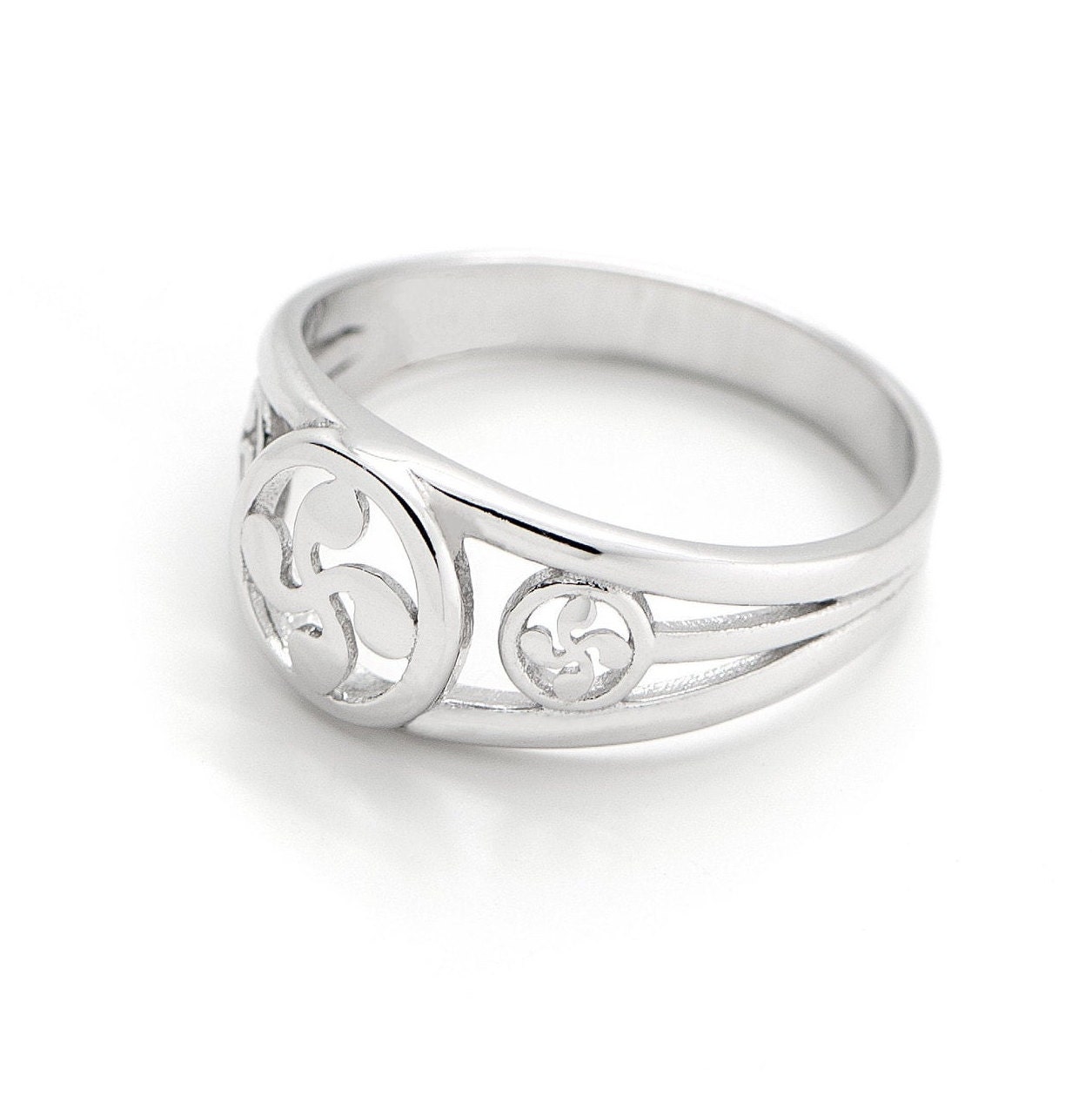 Lauburu Silver Ring, Basque Lauburu Silver 925 Ring, Basque Cross Ring ...