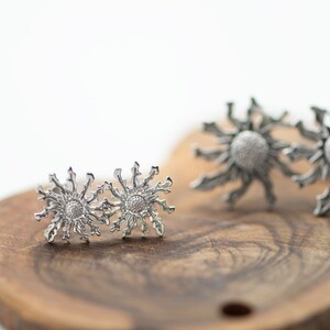 Eguzkilore Silver Earrings - Basque Sunflower Earrings - Nature and ...
