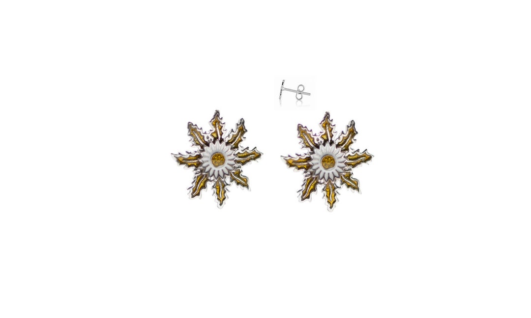 Eguzkilore Stud Silver Earrings -basque Sunflower -silver Earrings ...