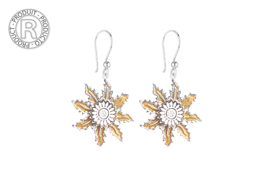 Eguzkilore Cluster Earrings basque Sunflower silver Earrings - Etsy