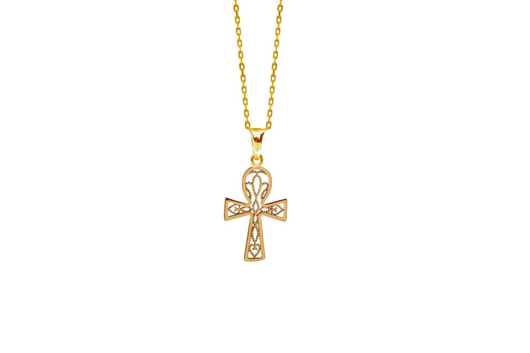 The Ankh Cross Filigree Pendant Gold Plated 18k, Handmade. Egyptian ...