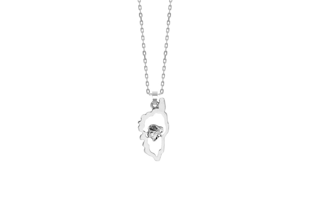 Corsica Island and Moor's Head Symbol Pendant - 925 Sterling Silver ...