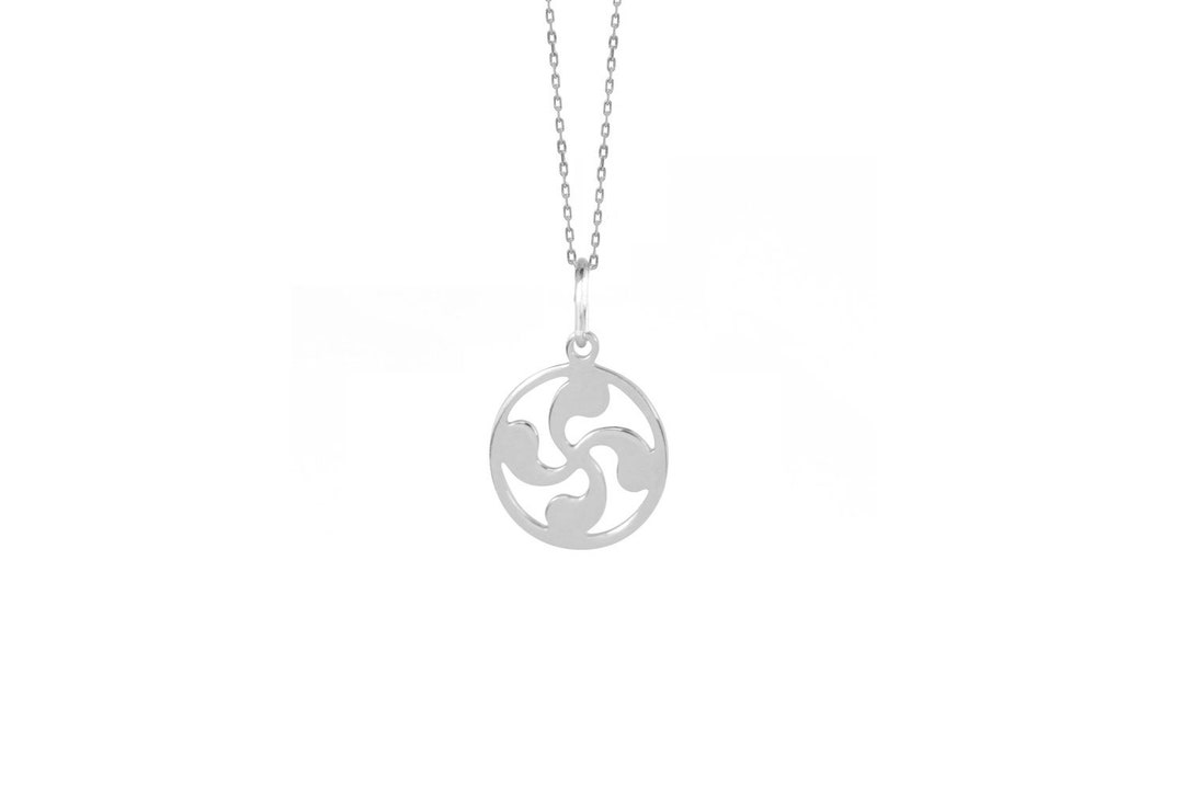 Lauburu Cross Pendant in Sterling Silver 925, Handmade. Chain is ...