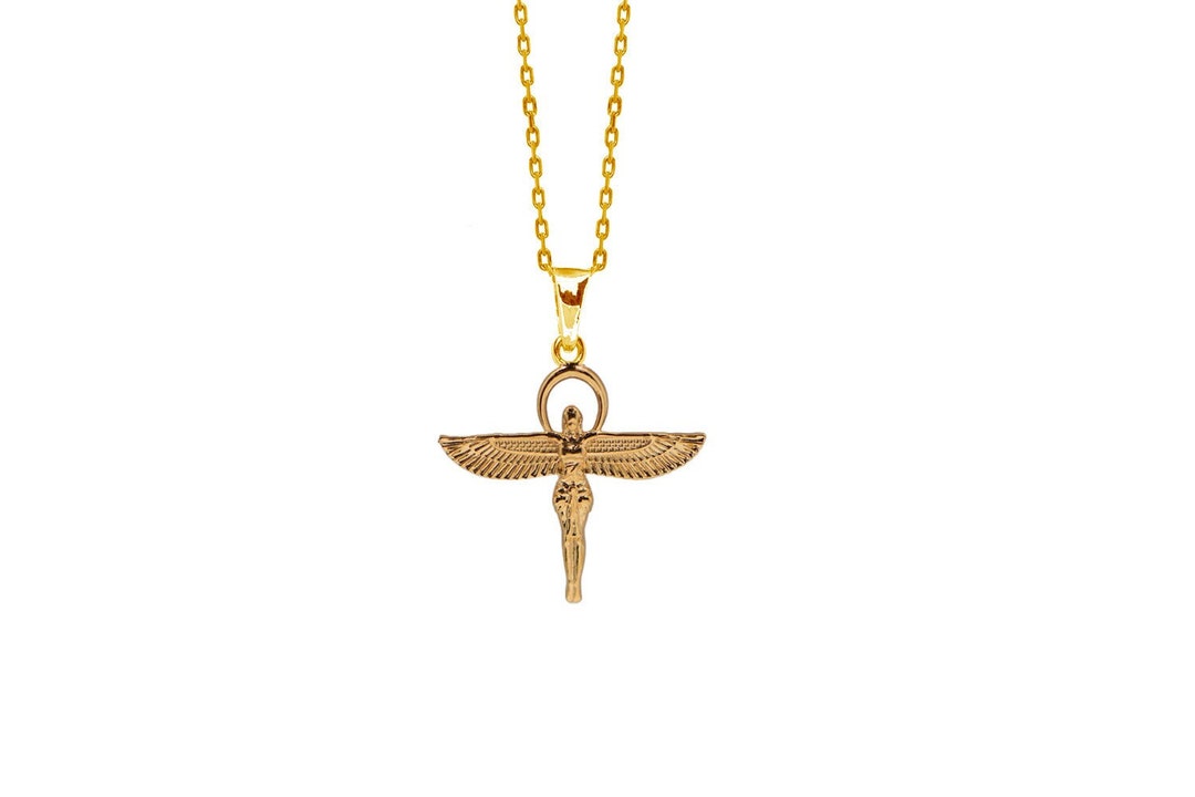 Pendant Goddess Isis With Wings in 18k Gold Plating, Handmade. Symbol ...