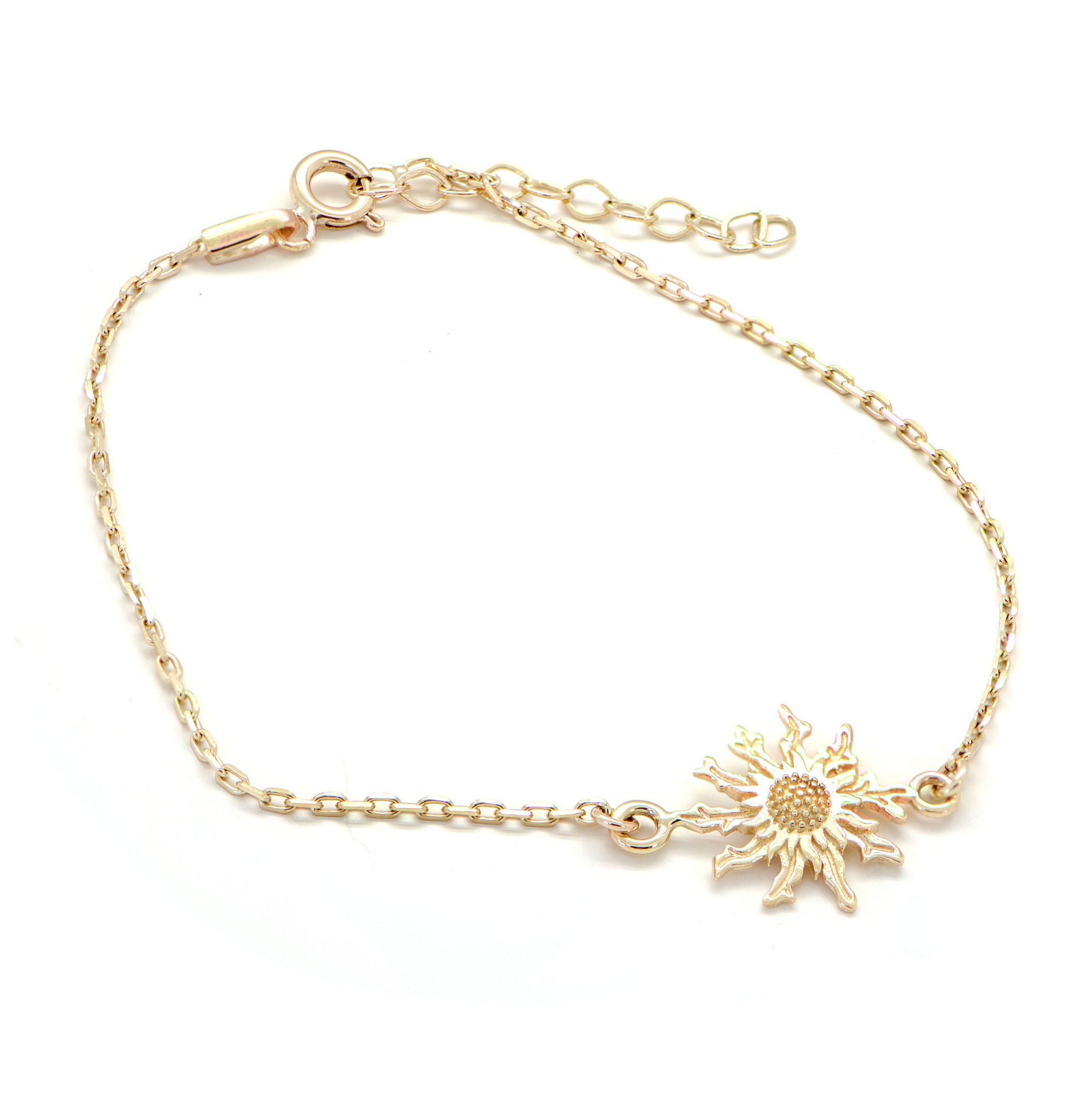 Eguzkilore 9k Gold Bracelet Sunflower Bracelet Basque | Etsy