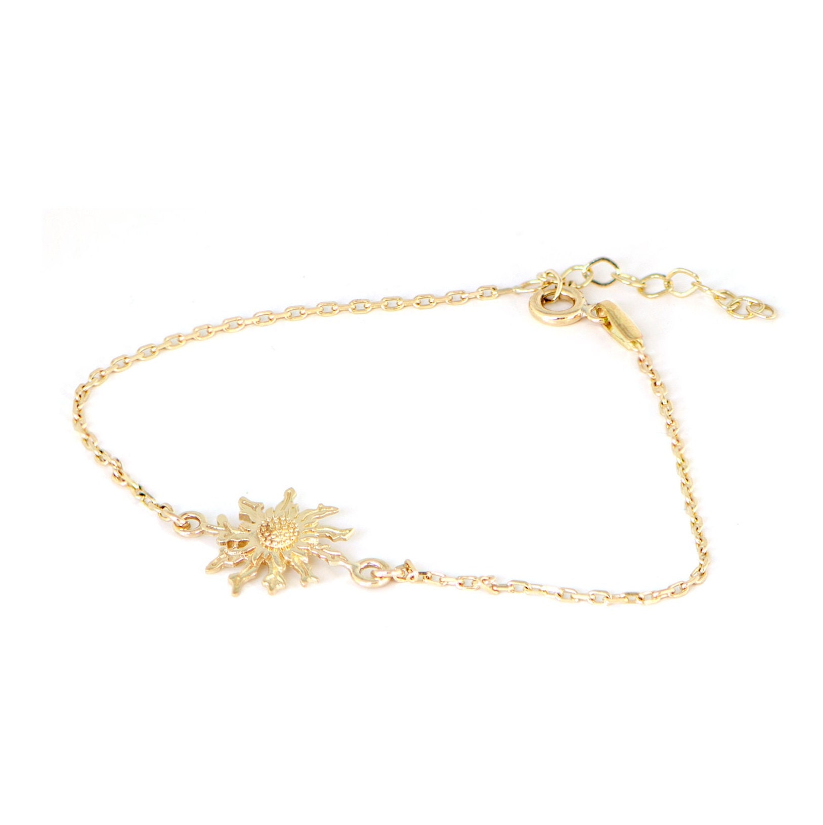 Eguzkilore 9k Gold Bracelet Sunflower Bracelet Basque | Etsy