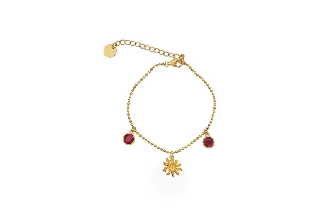 Eguzkilore Basque Flower Chain Bracelet Gold Steel 316L With Zircons ...