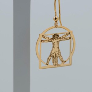 Vitruvian Man of Leonardo Da Vinci Earrings 18k Gold Plated Handmade ...