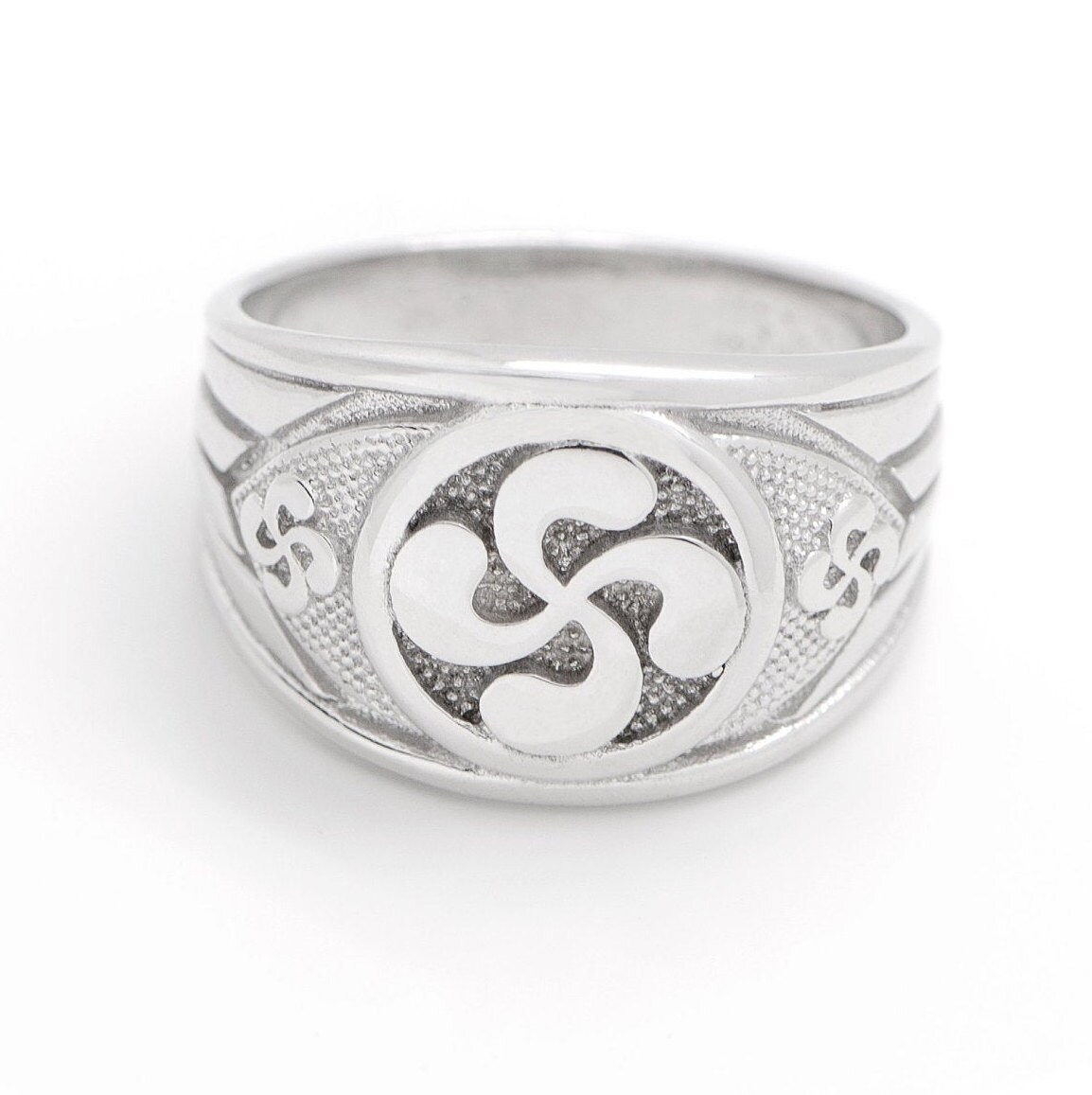 Three Lauburus Silver Ring, Basque Cross Ring, Unisex Ring, Fathers Day ...