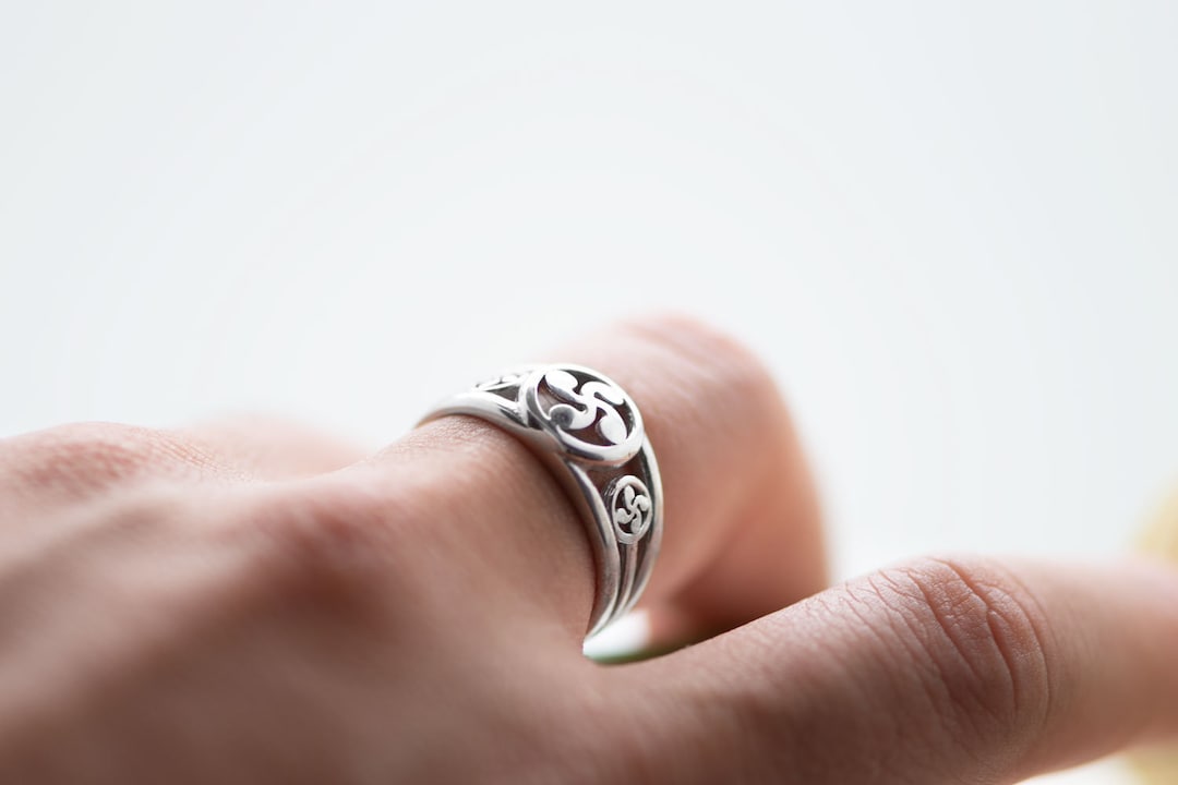 Lauburu Silver Ring, Basque Lauburu Silver 925 Ring, Basque Cross Ring ...