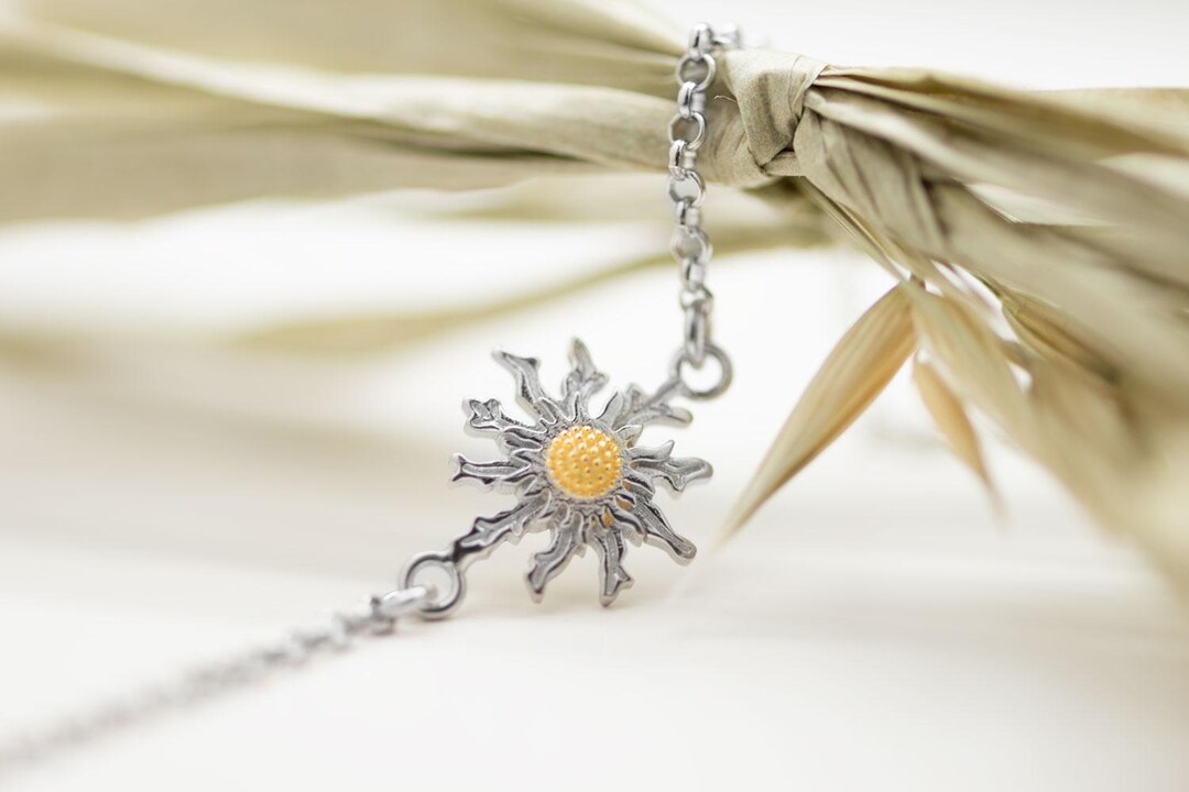 Eguzkilore Chain Bracelet Basque Sun Flower Sterling Silver 925 & 18k ...