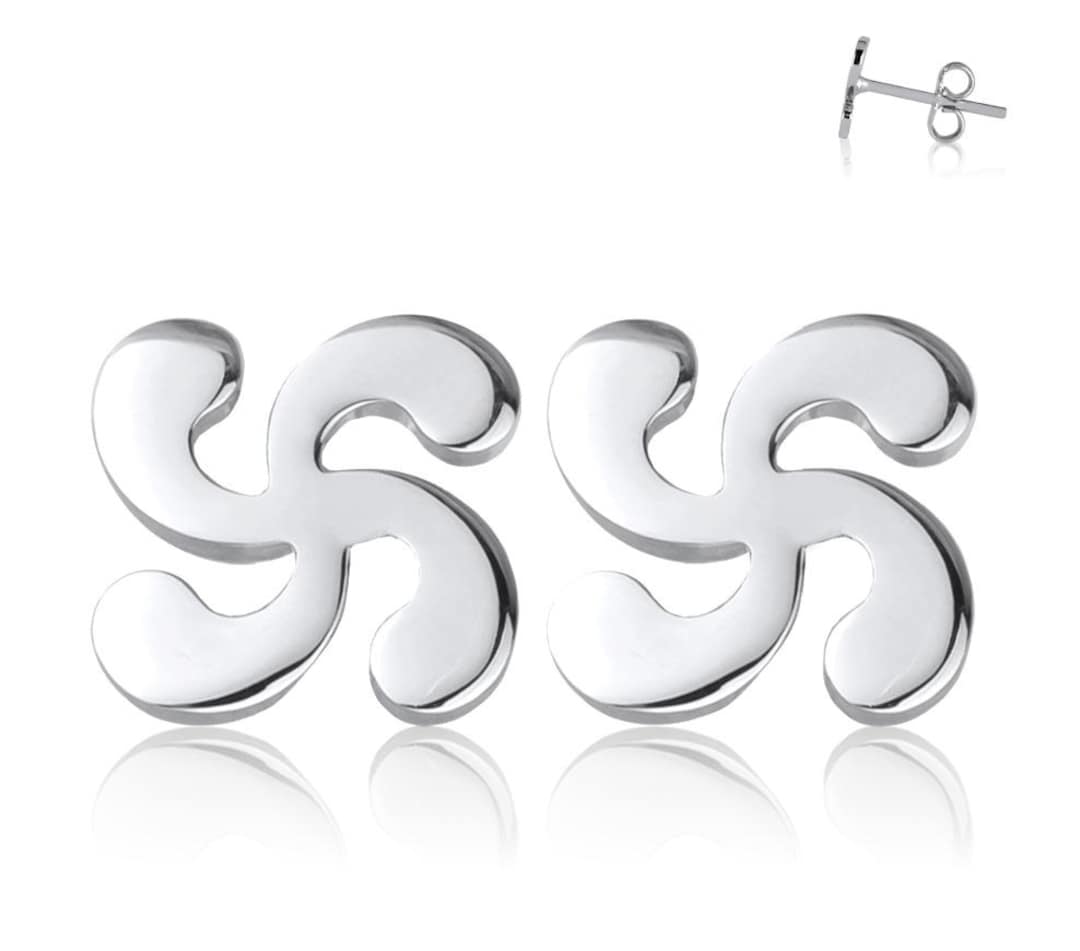 Lauburu Silver Basque Earrings Basque Cross Silver Earrings - Etsy