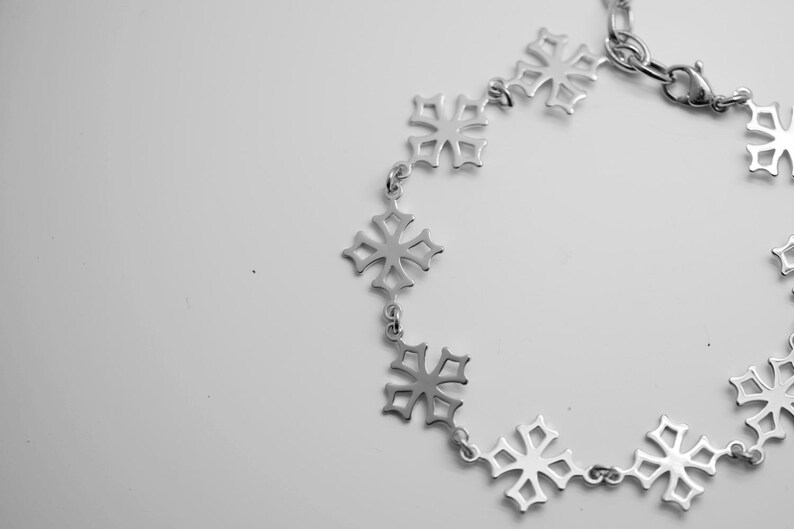 Occitan Cross 925 Sterling Silver Bracelet With Adjustable Chain ...
