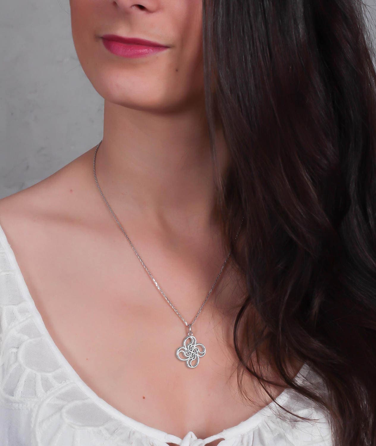 Lauburu Good Luck Silver Charm Lauburu Silver Necklace | Etsy