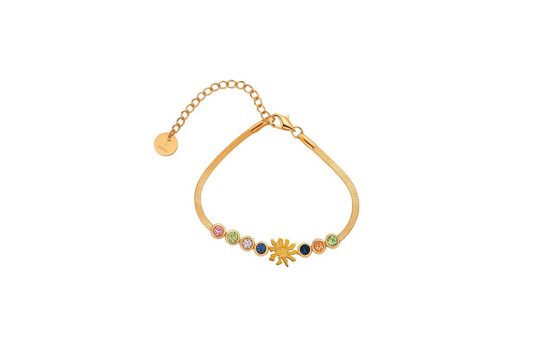 Eguzkilore Basque Flower Chain Bracelet Gold Steel 316L With Zircons ...