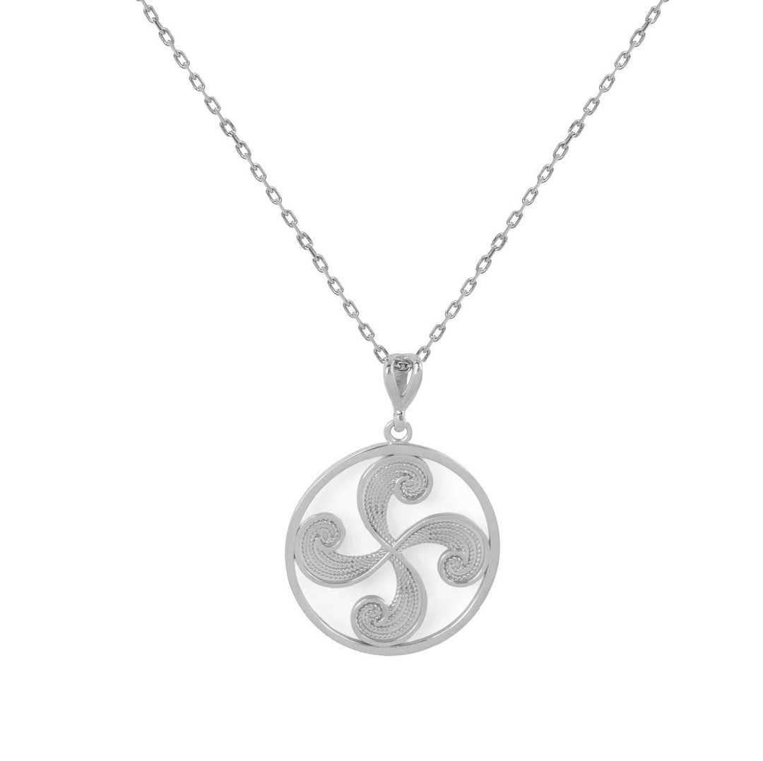 Circular Pendant With Die-cut Lauburu - Basque Lauburu Silver Necklace ...