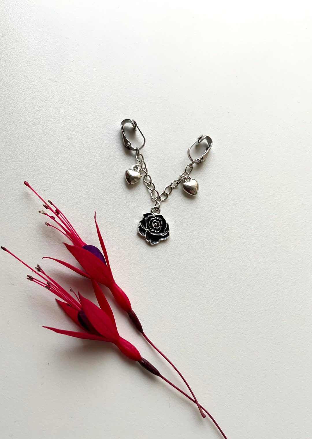 Labia Chain Genital Jewelry Clip Black Rose Nonpiercing Clit Clip Body ...