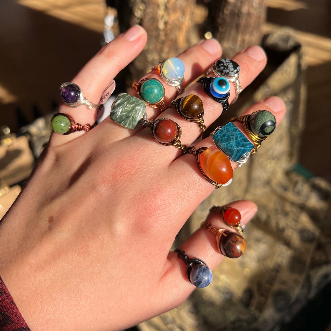 CRYSTAL GEMSTONE RINGS ~ Made to Order ~ Choose Your Stone, Wire ...