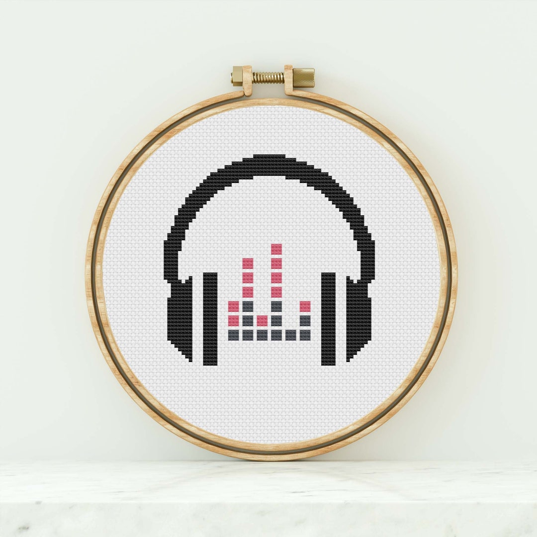 Headphone Music Cross Stitch Pattern Counted Cross Stitch Modern Music ...