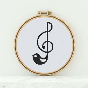 Music Note Bird Cross Stitch Pattern Music Counted Cross Stitch Modern ...
