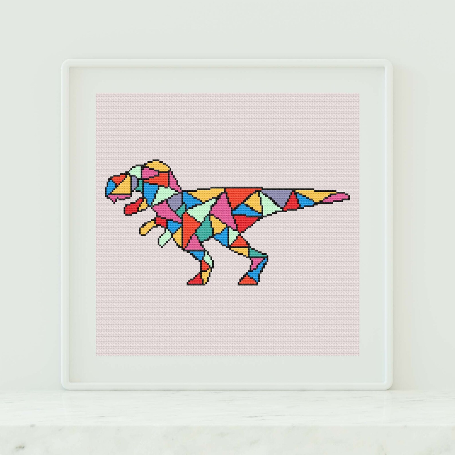 Dinosaur Cross Stitch Pattern Geometric Dinosaur Counted Cross Stitch ...