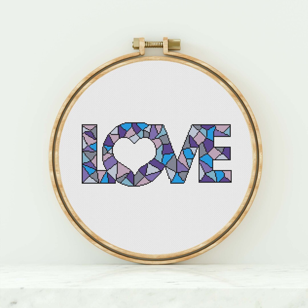 Love Cross Stitch Pattern Geometric Love Counted Cross Stitch Modern ...