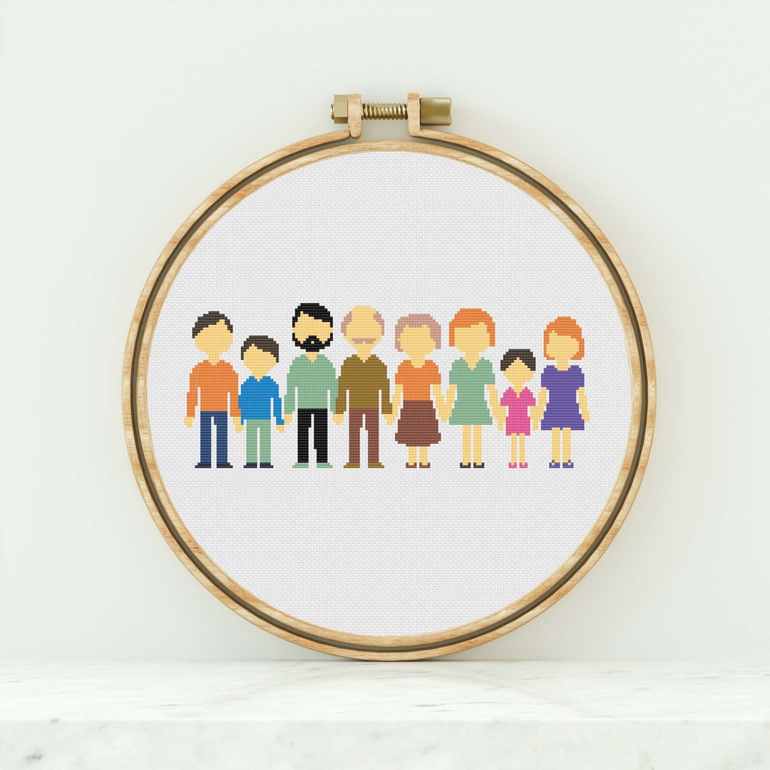 Big Family Cross Stitch Pattern Big Family Counted Cross Stitch Modern ...