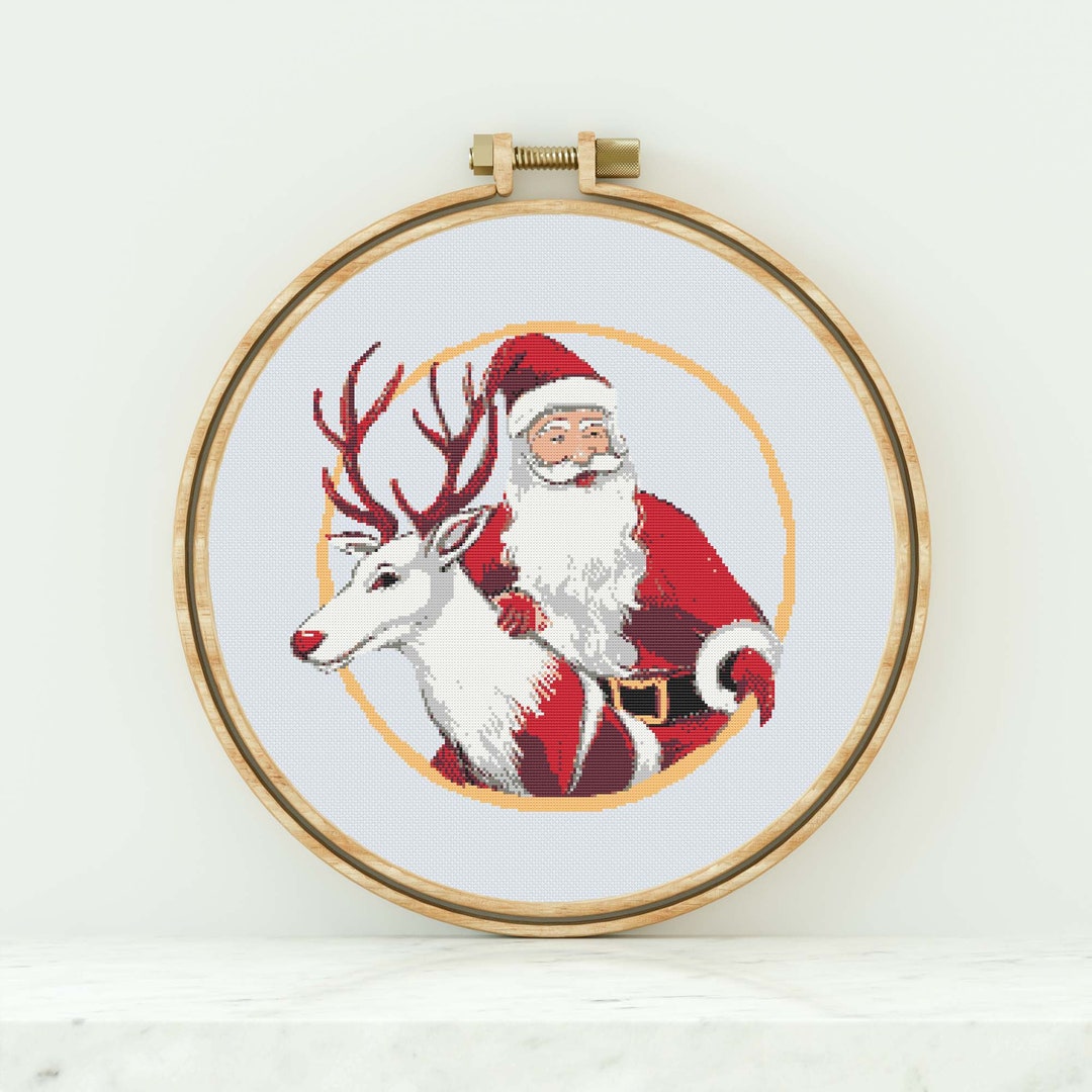 Santa Cross Stitch Pattern Santa Counted Cross Stitch Modern Cross ...
