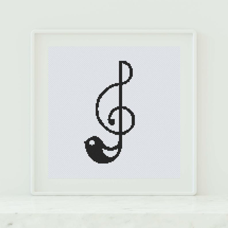 Music Note Bird Cross Stitch Pattern Music Counted Cross Stitch Modern ...